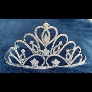 Accessories | Cz Silver Tiara Heart Crown Bridal Pageant Prom | Poshmark